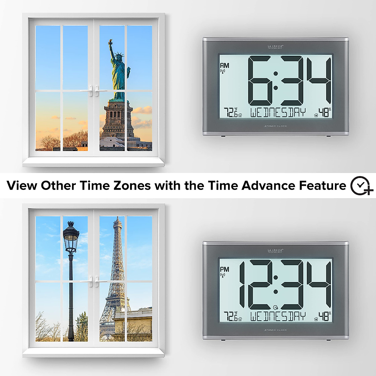 La Crosse Technology 513-21867-INT Extra-Large Slim Atomic Digital Clock with Backlight