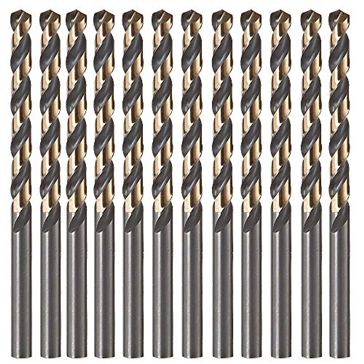 12 PCS,5/32", HSS Black and Gold Coated Twist Drill Bits, Metal Drill, Ideal for Drilling on mild Steel, Copper, Aluminum, Zinc Alloy etc. Pack in Plastic Bag