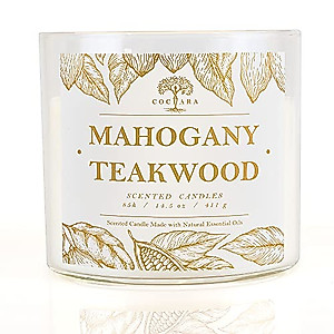 Mahogany Teakwood Candles,Scented Candles with 2 Wicks,Chirtmas,Birthday Gifts for Women,Men,Girlfriend,Boyfriend,14.5oz
