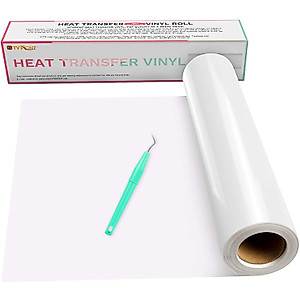 Heat Transfer Vinyl White HTV Rolls - 12" x 15ft White Iron on Vinyl for Cricut & Silhouette Cameo, White HTV Vinyl for Shirts - Easy to Cut & Weed for Heat Vinyl Design