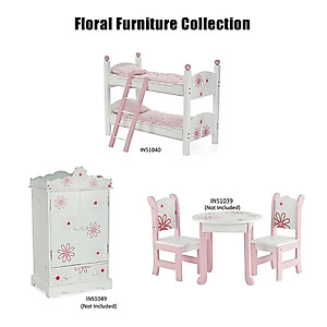 Emily Rose Doll Bunk Bed, 18 Inch Doll Furniture Mini Baby Doll Stackable Bed, Wooden Doll Accessories Bunkbed Furniture Set, 18" Doll Bedding Toy Playsets - Compatible with 18" American Girl Dolls