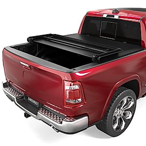 oEdRo Soft Tri-Fold Truck Bed Tonneau Cover Compatible with 2009-2024 Dodge Ram 1500 (Inclu. Classic & New), Fleetside 5.6 Ft Bed w/o Ram Box
