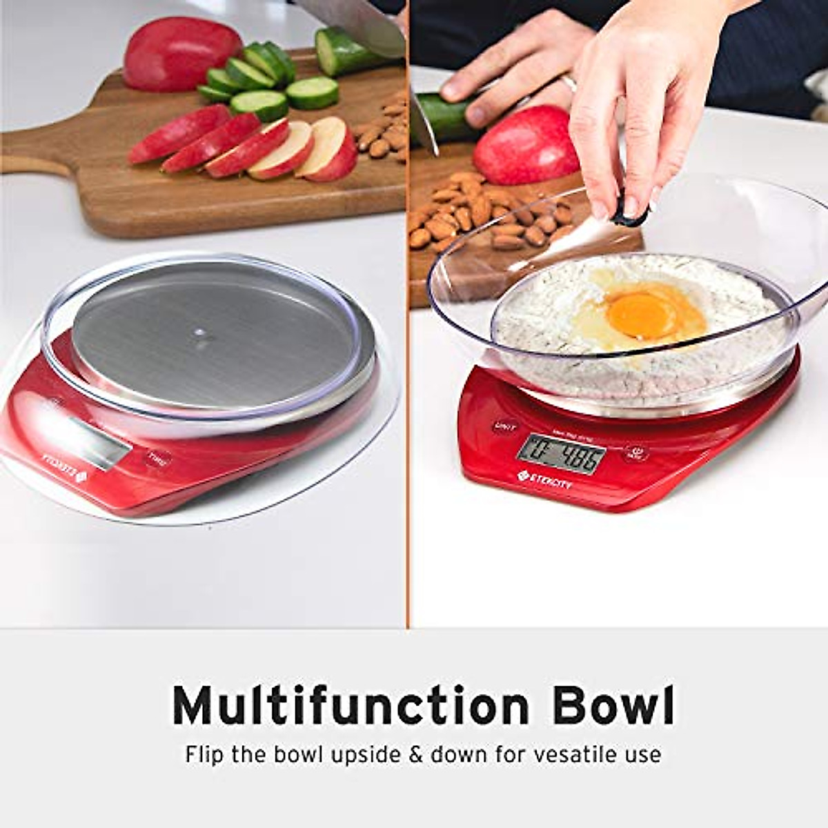 Etekcity Food Kitchen Scale, Digital Weight Grams and Oz for Cooking, Baking, Meal Prep, and Diet, 11lb/5kg, Red