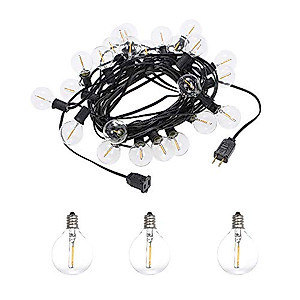 LED Globe G40 Outdoor String Lights, 40Ft Patio Lights with 25+3 Glass Bulbs(1w, 2700k), Commercial Hanging Lights for Backyard Bistro Pergola Party Decor