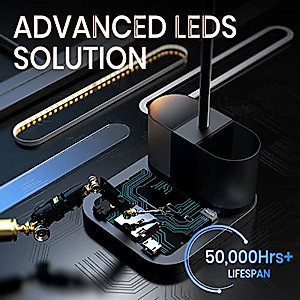 AXX Desk Lamp for College Dorm Room, School Study Supplies for Teens Kids, Office Desk Lights with Organizer/Storage, Desktop Lamp for Bedroom, LED, Small, Black, Pen Holder, Gooseneck