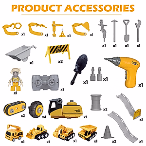 Construction Truck Toy Excavator Take Apart Tonka Building Toys for 3+ Year Old Boys