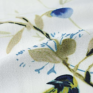 Leeva Delicate Blue Birds Window Curtains for Bedroom Dining Room, Grommet Top Crafted Printed Garden Windows Treatment Panels Set for Dorm, Set of 2 Pieces, 52x96