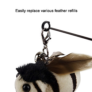 TTcat Interactive Bird and Insect Simulation Cat Toy Set with 4 Feather Refills, 29'' Flexible Steel Wire, Sturdy Wood Handle & Bell,Cat Wand Toys for Indoor Cat and Kitten.