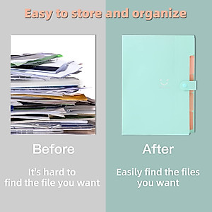 Animusphere A4 File Folders Accordion File Organizer Folders with Pockets Aesthetic Paper Organizer Folder for School Office (Jade)