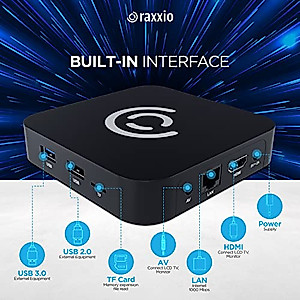 Raxxio Android TV Box - RAX2100 Android 9.0, Ultra HD 4K 75fps, 4 GB RAM, 64 GB ROM, WiFi 2.4G + 5G, USB 3.0, and Bluetooth 4.1 Enabled Smart Android Box with HDMI Cable and Bluetooth Remote Control