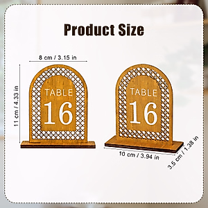 20pcs Wooden Table Numbers, Rattan Arch Table Numbers 1-20 Wedding Reception Table Numbers with Stands for Wedding Banquet Restaurant Party Decor