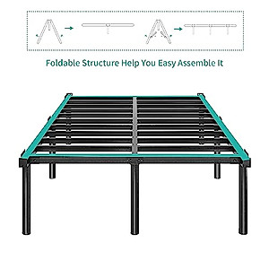 HAAGEEP Metal Bed Frame Queen Size - 20 Inch Platform Bed Frames No Box Spring Needed Tall Black Bedframe Heavy Duty
