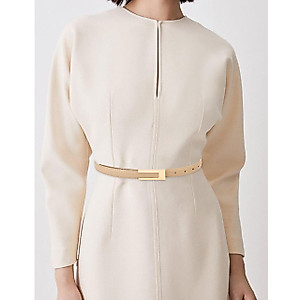 BAOKELAN Women Leather Belt Skinny Waist Belts for Dress Thin Waist Belt with Gold Buckle for Jeans Pants Apricot