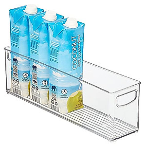 mDesign Plastic Kitchen Organizer - Storage Holder Bin with Handles for Pantry, Cupboard, Cabinet, Fridge/Freezer, Shelves, and Counter - Holds Canned Food, Snacks - Ligne Collection - 8 Pack - Clear