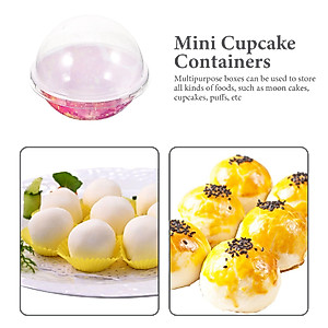 50pcs Box Muffins Cake Container with Lids Mini Cupcake Containers Moon Cake Containers Individual Cupcake Containers Cake Carrier Single The Pet Plastic Boxes