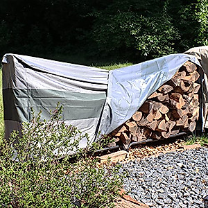 Sunnydaze Log Rack Cover - Gray with Green Stripe - 300D Polyester with PVC Backing - Heavy Duty Outdoor Accessory for Patio, Deck and Backyard - 5-Foot