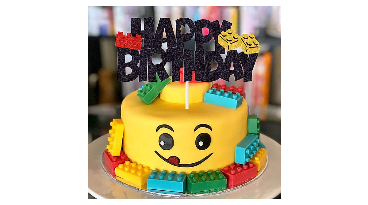 Building Blocks Cake Topper Glitter for Birthday & Baby Shower Party