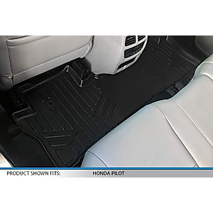 MAXLINER Custom Fit Floor Mats 3 Row Liner Set Black for 2016-2021 Honda Pilot 8 Passenger Model (No Elite Models)
