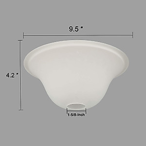 Giluta Small Floor Lamp Glass Shade Replacement Globe -Fitting Opening 1.625" Modern Frosted Style Light Fixture Shade, Height: 4.13 inches, Width: 9.45 inches. Lipless