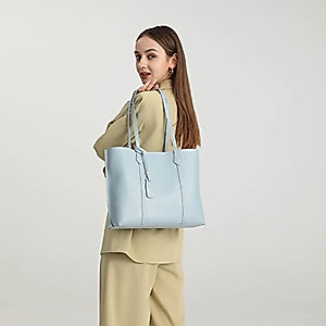 Tote Bag for Women Soft Leather Large Purses Handbags Lightweight Satchel Bag Travel Purses Daily Shoulder Bag (Blue)