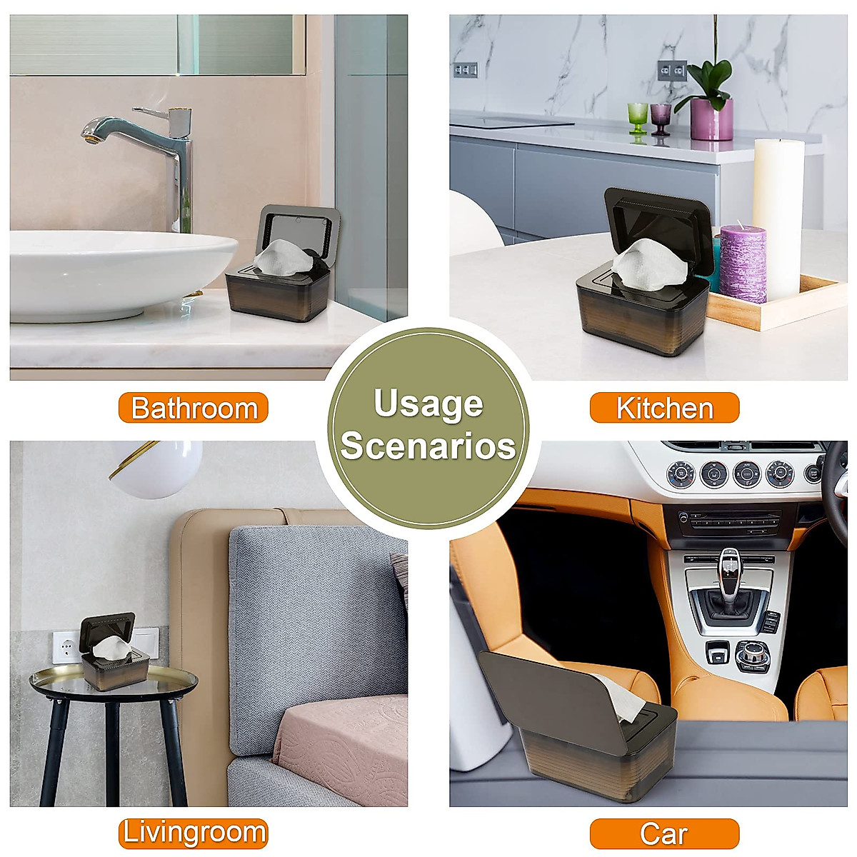 Whiidoom Baby Wipes Dispenser, Wipes Holder Dustproof Wipes Container Case Keep Wipes Fresh and Moist (Dark Brown)