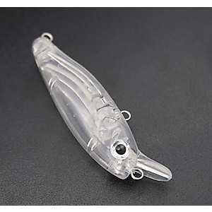 10PCS Unpainted Lure Blanks 6.36g 6.6cm with Free 6mm Eye Crankbait Simulation Blank Body Clear Hard Baits Trout Salmon Minnow Lure Popper Lures Topwater Freshwater 8423