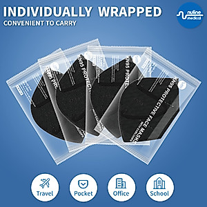 KN95 Disposable Face Masks, 5 Layer Cup Dust Protective Face Masks for Men & Women, Black, 30PCS