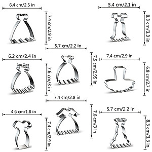 Dress Shaped Cookie Cutters Set of 8 pcs, Stainless Steel Wedding Dress Princess Dress Fondant Cutter Molds Baking DIY