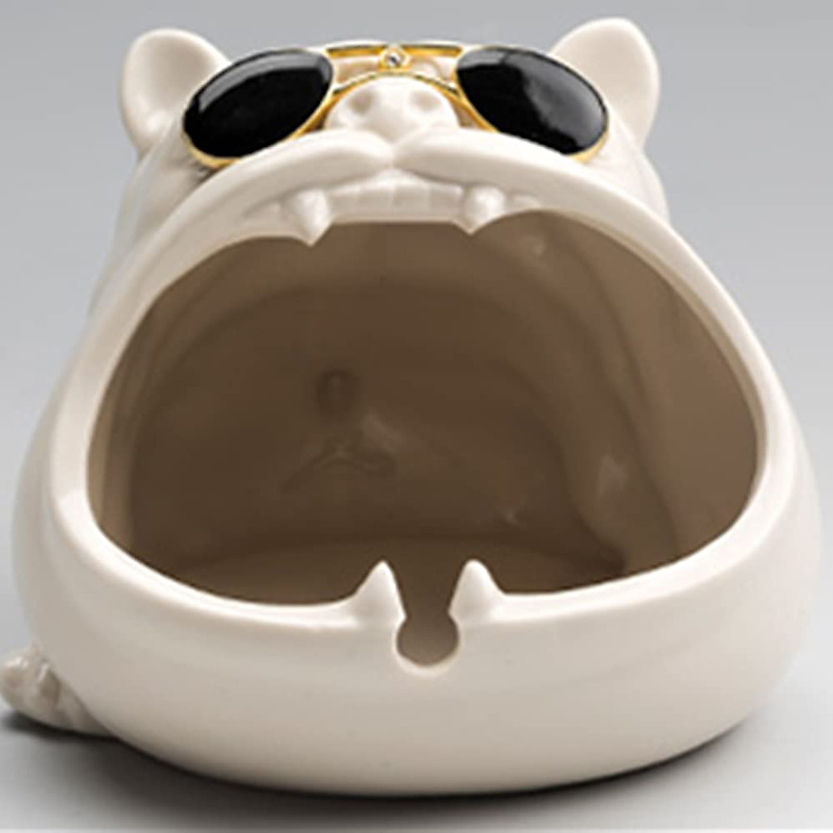 XIOU Desktop Ceramic Trash Can, Animals Garbage Can for Office Desktop, Small Bucket for Home Indoor Decoration, Cute Mini Tabletop Wastebasket (Dog-b (White))