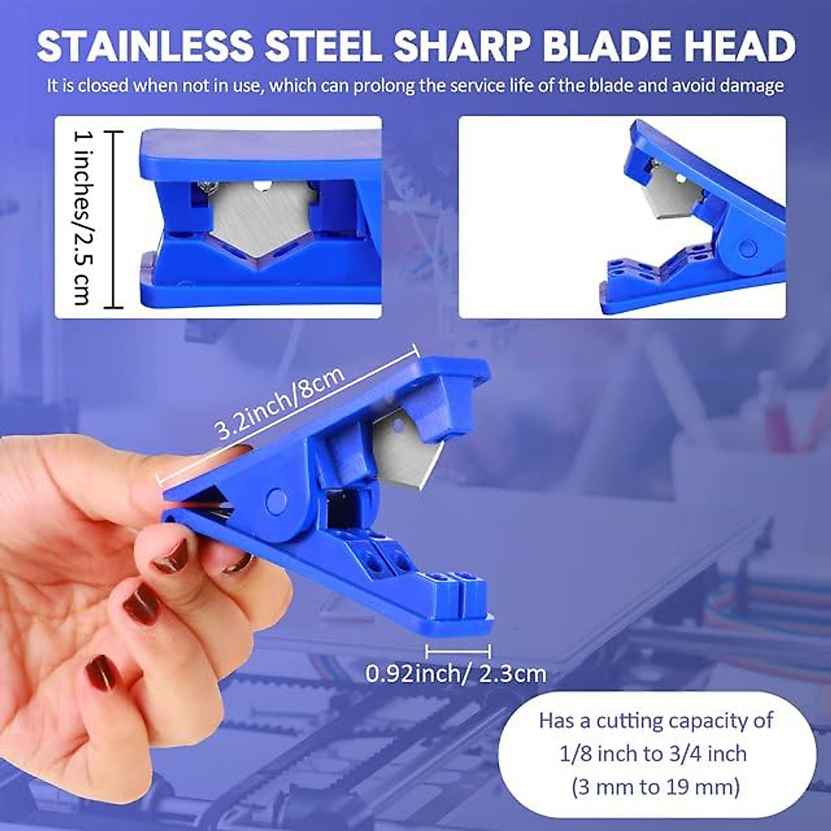 2Pcs blue Rubber Hose Cutter PTFE Plastic Tubing Cutter Hose Tube Cutter Tool, Pipe Cutter Pipe Accurate Tube Cutting Tool for Tubing Notcher Nylon PVC PU Tube and Hose Cut Up to 3/4 Inch OD Tube