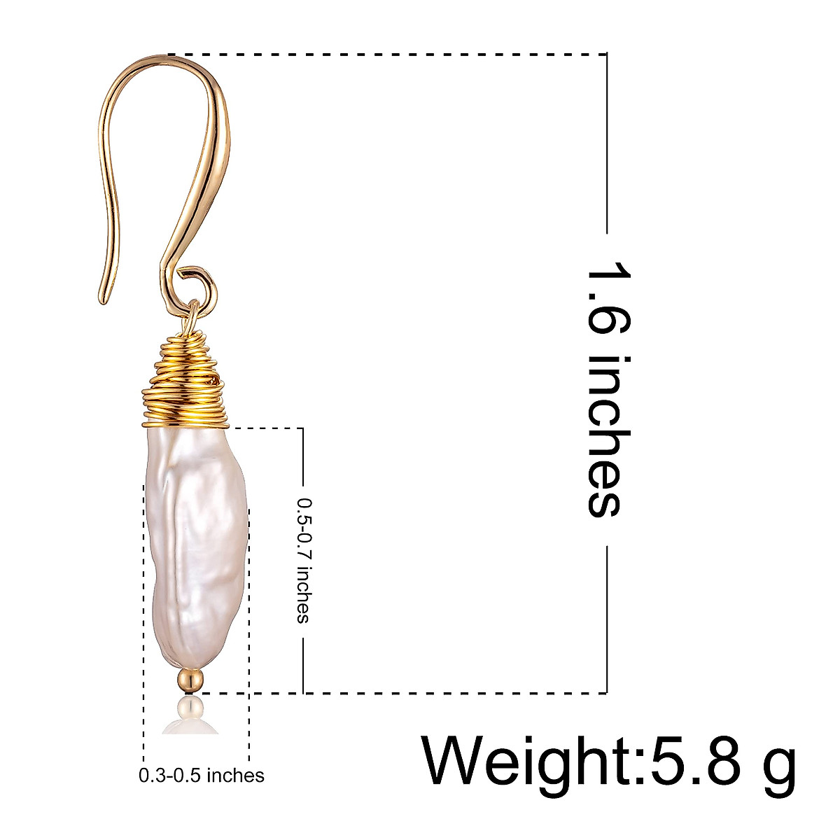 Cowlyn Irregular Pearl Earrings Pendant Baroque Culture 14k Gold Hypoallergenic for Women Gifts Jewelry