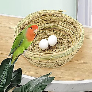 Yu’s north Bird Breeding Nest Bed for Parakeet Cockatiel Canary Lovebird and Small Parrot Cage Hatching Nesting Box (Straw)