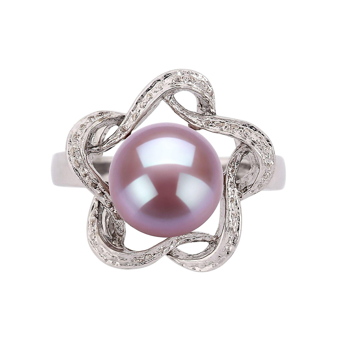 Fiona Lavender 9-10mm AA Quality Freshwater 925 Sterling Silver Cultured Pearl Ring For Women - Size-7