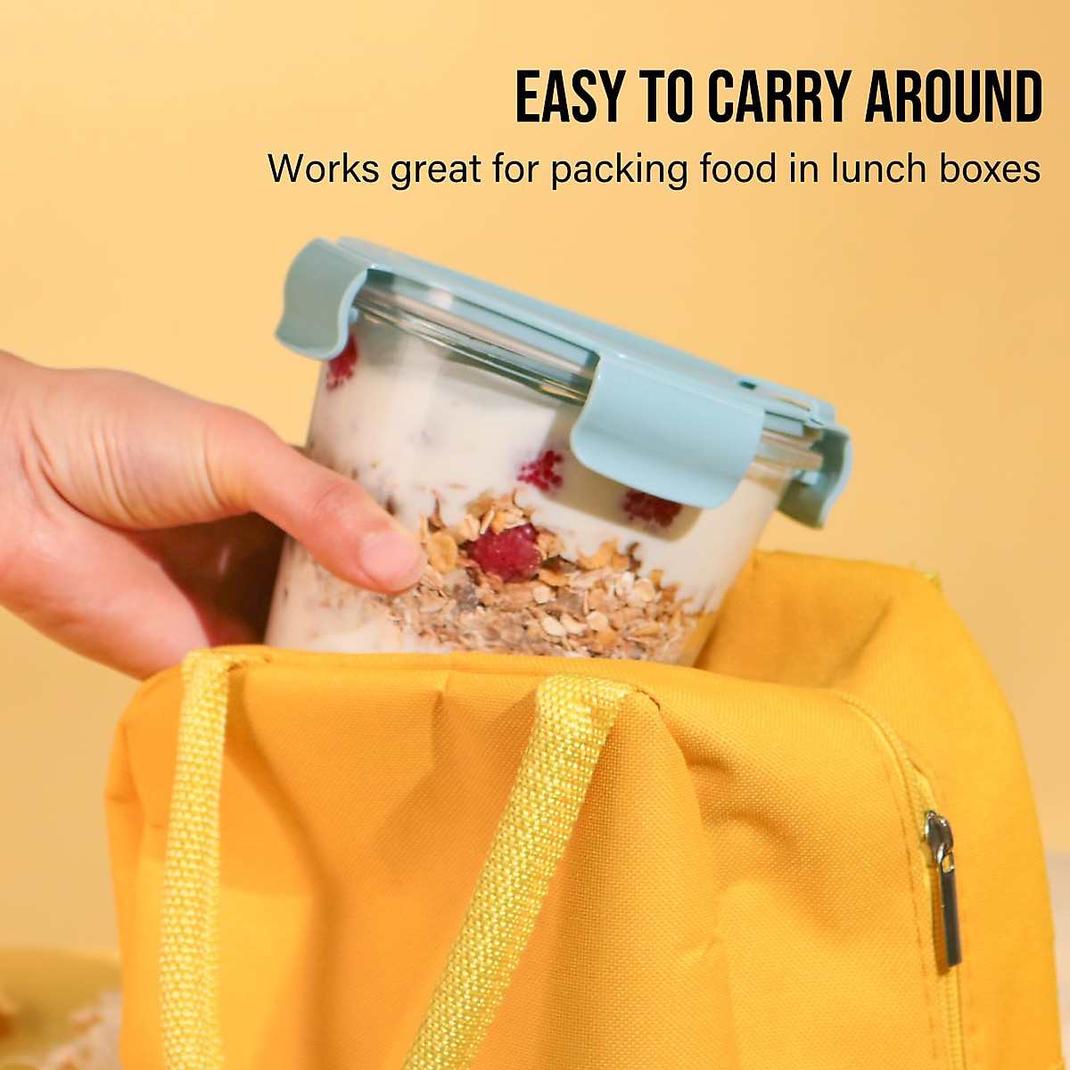 BEWAVE 24 Oz Overnight Oats Containers with Lids, Glass Oatmeal Mason Jars Large Capacity Cups for Pudding Salad Cereal Yogurt Milk Fruit Storage