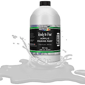 Pouring Masters Titanium White Acrylic Ready to Pour Pouring Paint – Premium 32-Ounce Pre-Mixed Water-Based - For Canvas, Wood, Paper, Crafts, Tile, Rocks and more