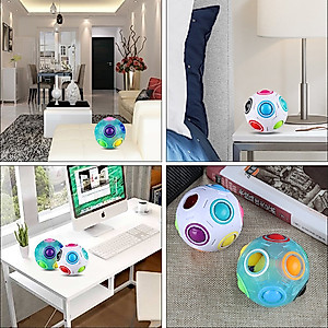 D-FantiX Rainbow Puzzle Ball Cube Magic Rainbow Ball Stress Fidget Ball Brain Teasers Games Fidget Toys Easter Christmas Stocking Stuffers for Kids Set of 2