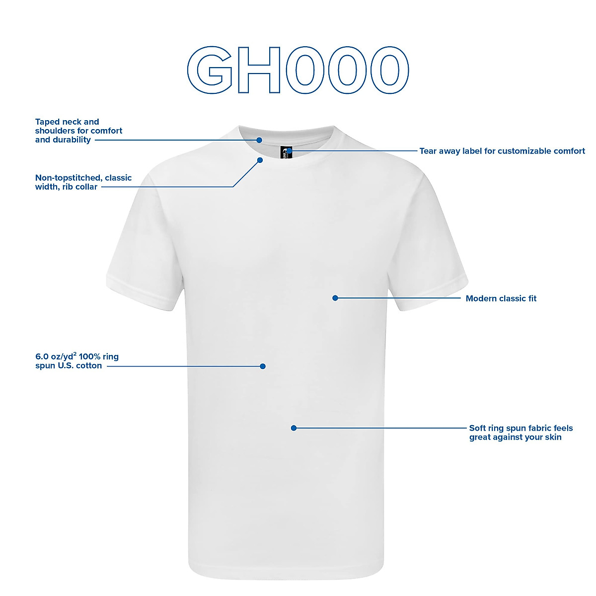 Gildan T-Shirt, Style GH000, Dark Navy (2-Pack), Small