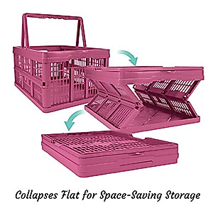 Home+Solutions 3 Piece Collapsible Basket Set - Berry Pink Plastic Containers for Multipurpose Storage