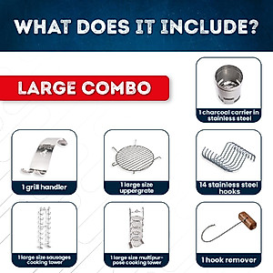 EL BARRIL Grill & Smoker Barrel LARGE Basic Combo| 100% Stainless Steel Barrel with 4 accessories| You can Grill, Smoke, Roast and Bake| Smokeless, Even Heat Distribution & Perfect for Your Meats