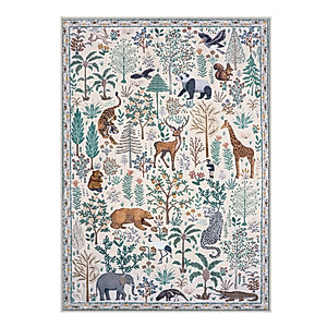 OJIA Jungle 8x10 Area Rugs for Living Room Bedroom Christmas Large Washable Rugs, Thin Modern Nursery Rug Non-Shedding Kids Playroom Rug Stain Resistant Large Carpet Neutral Rugs for Kids Room Dining