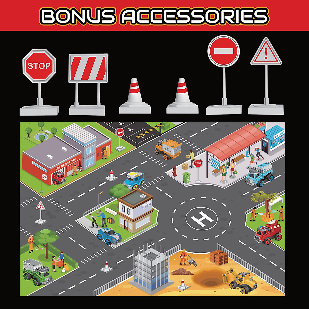 5-in-1 Take Apart Construction Toys and DIY Engineering Playset with Remote Control and Electric Screwdriver. For Toddler Boys Kid Child who loves tools and construction equipment. 3 4 5 6-Year-Olds.