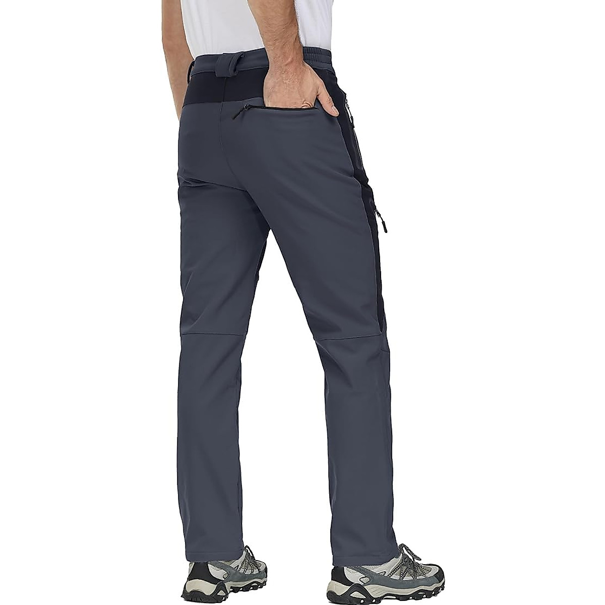 MAGCOMSEN Fleece Lined Pants Men Waterproof Pants Warm Pants Skiing Pants Snow Pants Hiking Pants Mens Winter Pants Ski Pants for Men Snowboard Pants Work Pants Dark Grey