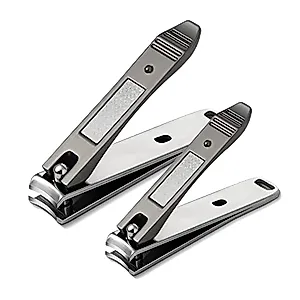 BEZOX Nail Clipper Set, Ergonomic Toenail Clippers with Non-Slip Design, Professional Fingernail Clipper for Men and Women with Nail File and Delicate Tin Case, 2 Pcs