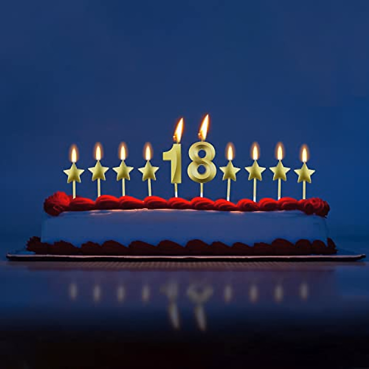 BEAN LIEVE Gold Birthday Candles - Golden Number 7 Cake Candle and Star Candles for Cake, Birthday Cake Candles Topper Decoration for Birthday、Wedding and Anniversary Party Celebration (Gold 7)