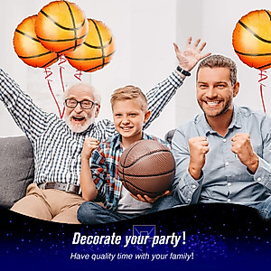 6 Pieces Set 18 Inch Basketball Balloons Party Supplies Aluminum Foil Balloon Sport Party Balloons for Birthday Sports Theme Party Supplies Party Decoration