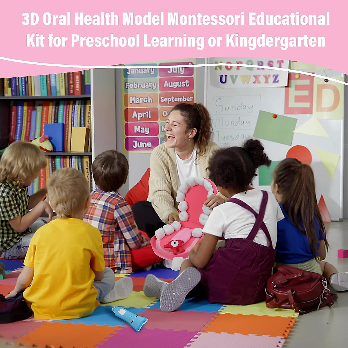 vocheer Educational Plush Toy, Preschool Montessori Educational Toys for Kids, Teaching Kid How to Protect Teeth and Learning What in Their Oral