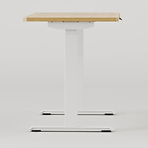Branch Duo Standing Desk 48 Inches - Adjustable Standing Desk with 20” Range - OLED Control Panel - Frameless Design & Compact Size Suitable for Many Spaces - Woodgrain Base - White Top