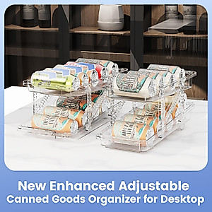 Jsyrjing Drink Organizer for Fridge Soda Holder for Refrigerator Can Dispenser,Adjustable Width Can Holders for Fridge Suitable for Storage Cabinet and Pantry Clear (2 Pack)