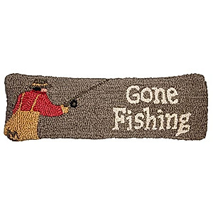 Chandler 4 Corners Artist-Designed Gone Fishing Too Hand-Hooked Wool Decorative Throw Pillow (8” x 24”)