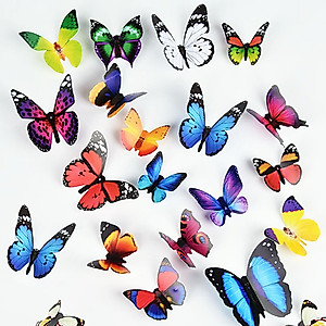 100 PCS Butterfly Dragonfly Wall Sticker, 3D Butterflies Decor Dragonfly Butterfly Decals for Removable Mural Stickers Home Bedroom Decoration